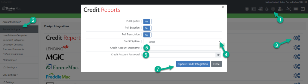 Configuring Credit Pull Integration » PreApp 1003