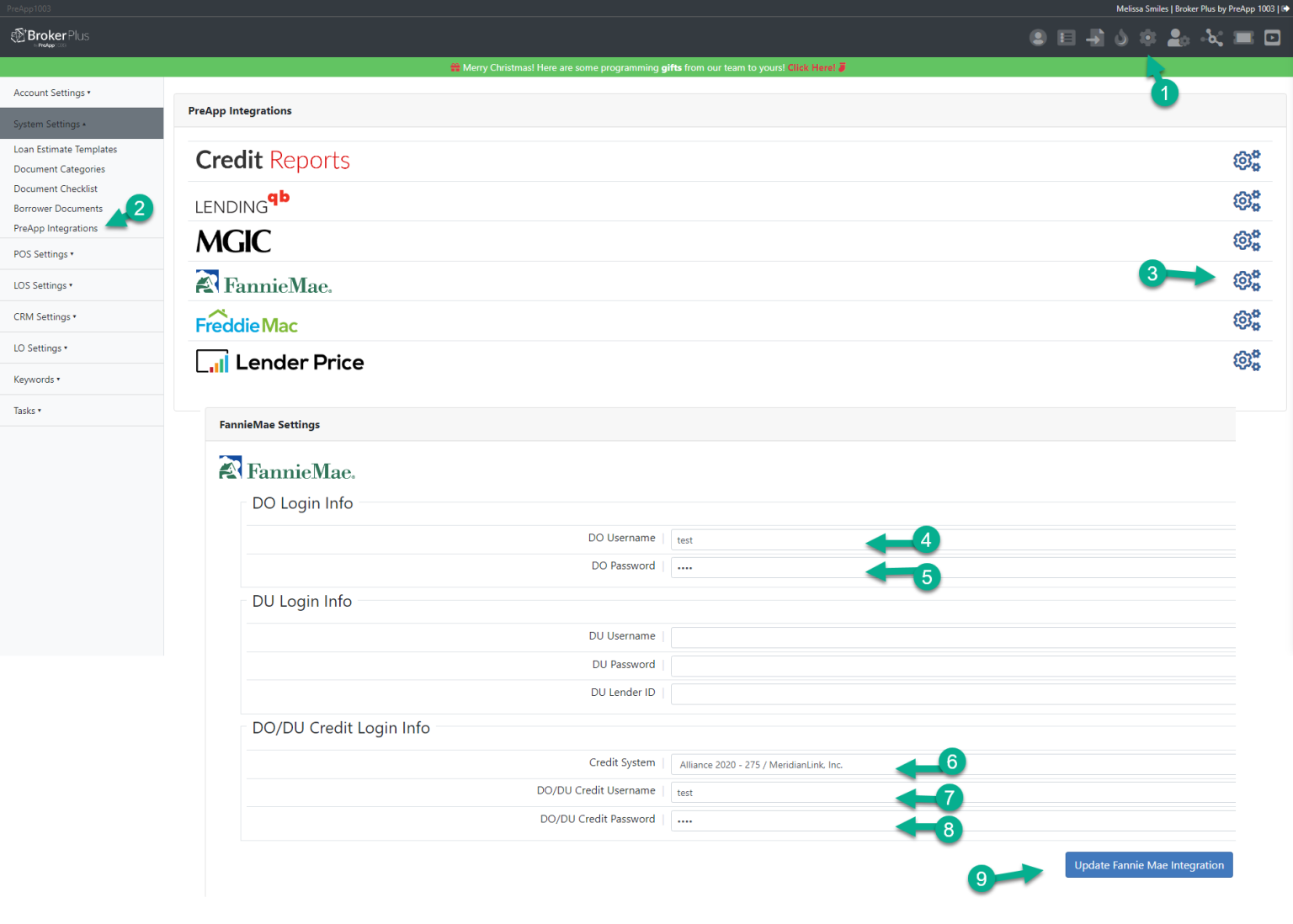 Configuring Fannie Mae Integration » PreApp 1003